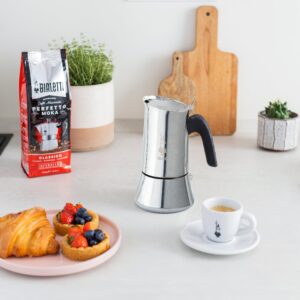 Bialetti New Venus Caffettiera in Acciaio Inox, Non Adatta all'Induzione, Argento, 2 Tazze