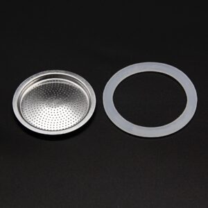 MEFONKOU Replacement 3 Cups Coffee Gasket for Aluminium Maker Coffee Pots Stove top - 4 Gasket and 1 Stainless Filter