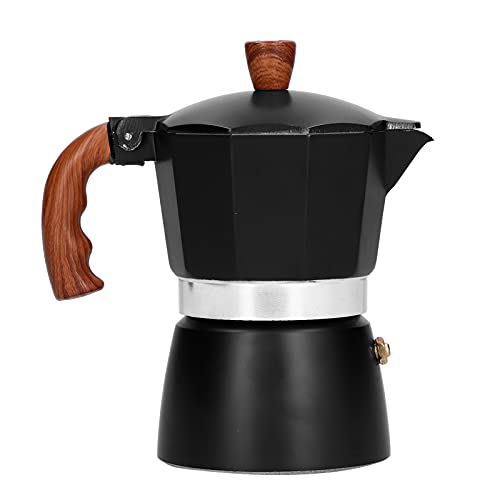 Tissting Moka Pot Aluminum Alloy Espresso Maker Italian Style Classic Coffee Brewer Retro Black Coffee Percolator(Large 300ml)