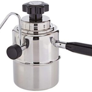 European Gift 50SS Stainless Steel Stove Top Cappuccino Steamer, Black and Silver; Perfect for Frothing Cappuccino, Latte or Chai Tea; Heavy 18/10 Stainless Steel; Bakelite Handle and Knob