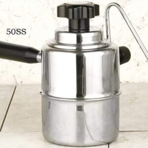 European Gift 50SS Stainless Steel Stove Top Cappuccino Steamer, Black and Silver; Perfect for Frothing Cappuccino, Latte or Chai Tea; Heavy 18/10 Stainless Steel; Bakelite Handle and Knob