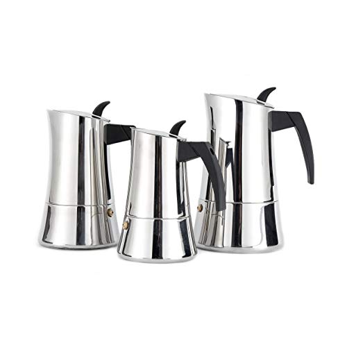 CUISINOX Capri Stainless Steel Induction Moka Pot Espresso Coffee Maker, 4-Cup