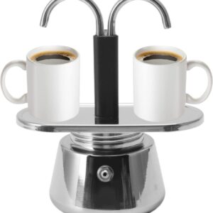 Stainless Steel Moka Pot, Stovetop Maker, Classic Italian Style Double Tube Moka Pot Coffee Maker