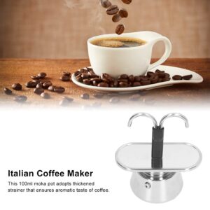 Stainless Steel Moka Pot, Stovetop Maker, Classic Italian Style Double Tube Moka Pot Coffee Maker