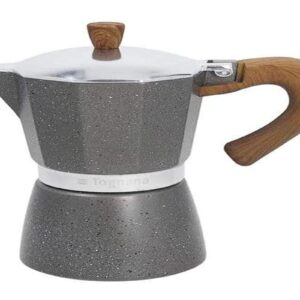 Tognana Stovetop Coffee/Espresso Maker Moka Pot, Stone & Wood, 6-Cup, Gray, (V443006MGRW)