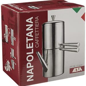 Ilsa Neapolitan Coffee Maker, Stainless Steel, Silver, 1-2 Cups