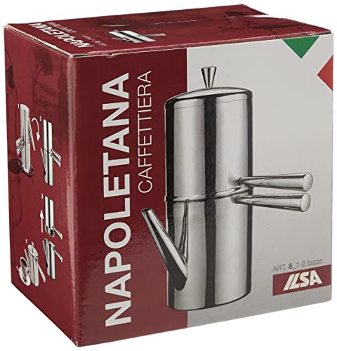 Ilsa Neapolitan Coffee Maker, Stainless Steel, Silver, 1-2 Cups