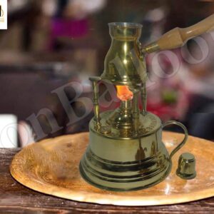 Al Bramony Brass Greek Turkish Coffee Maker Burner Table Top Tabletop With Brass Handle Arabian Solid Large Size Hand Hammered Handmade Egyptian Decanter+ Pot Ibrik Size N02 (Capacity 2 Cup)