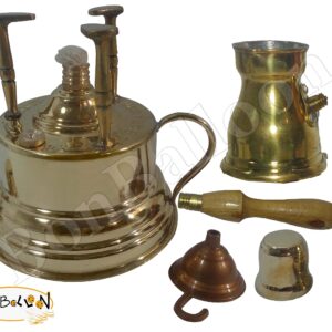 Al Bramony Brass Greek Turkish Coffee Maker Burner Table Top Tabletop With Brass Handle Arabian Solid Large Size Hand Hammered Handmade Egyptian Decanter+ Pot Ibrik Size N02 (Capacity 2 Cup)