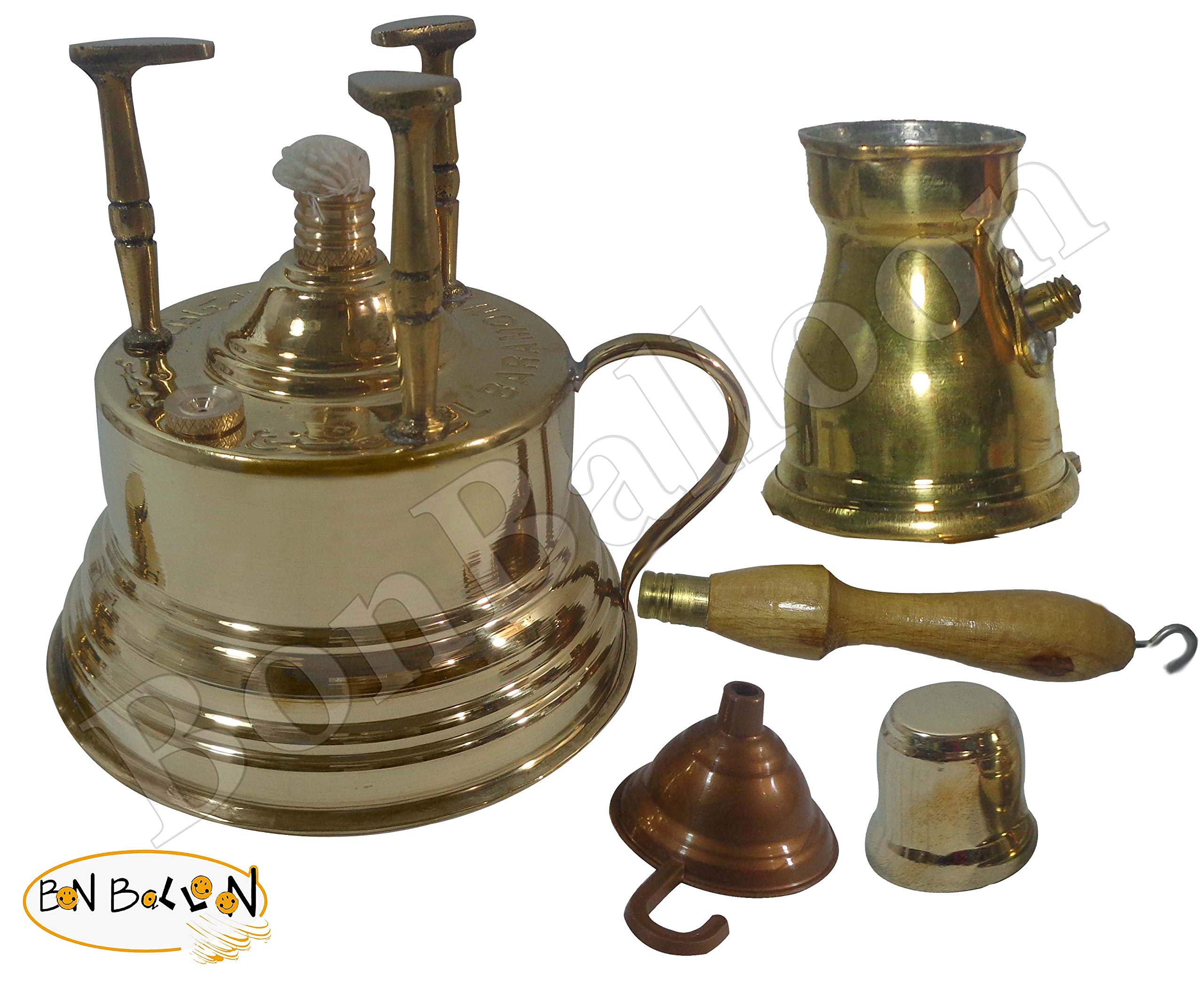 Al Bramony Brass Greek Turkish Coffee Maker Burner Table Top Tabletop With Brass Handle Arabian Solid Large Size Hand Hammered Handmade Egyptian Decanter+ Pot Ibrik Size N02 (Capacity 2 Cup)