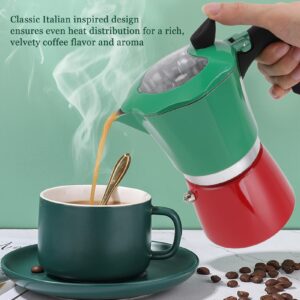 YYQTGG Stovetop Moka Pot, Moka Pot Classic Stovetop Espresso and Coffee Maker for Travel, Espresso Cup Moka Pot Stovetop Espresso Maker(Green Red, No. 6 Pot 300ML)