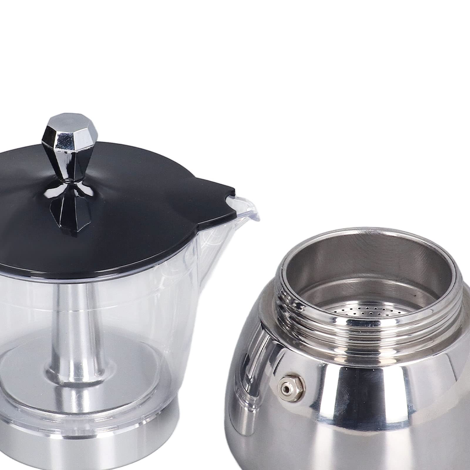 Sutinna Moka Pot, 6 Cup Coffee Making Pot for Home, Stovetop Maker for Great Flavored Strong, Clear ABS Top, default