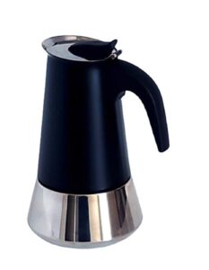 stove top espresso maker, stainless steel moka coffee pot, classic stove top coffee maker, percolator coffee pot for mocha, latte, cappuccino and more, portable coffee pot black (6-cups/300ml)