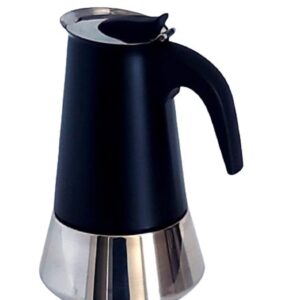 Stove Top Espresso Maker, Stainless Steel Moka Coffee Pot, Classic Stove Top Coffee Maker, Percolator Coffee Pot for Mocha, Latte, Cappuccino and more, Portable Coffee Pot Black (6-Cups/300ML)