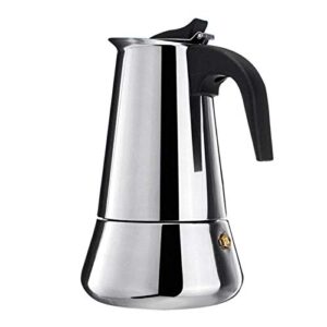 iguazú 4 cups espresso coffee maker, greca, stainless steel 304 (200 ml) moka coffee pot with 2 extra replacement gasket