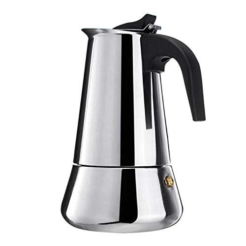 Iguazú 4 Cups Espresso Coffee Maker, Greca, Stainless Steel 304 (200 ml) Moka Coffee Pot With 2 Extra Replacement Gasket