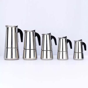 Iguazú 4 Cups Espresso Coffee Maker, Greca, Stainless Steel 304 (200 ml) Moka Coffee Pot With 2 Extra Replacement Gasket