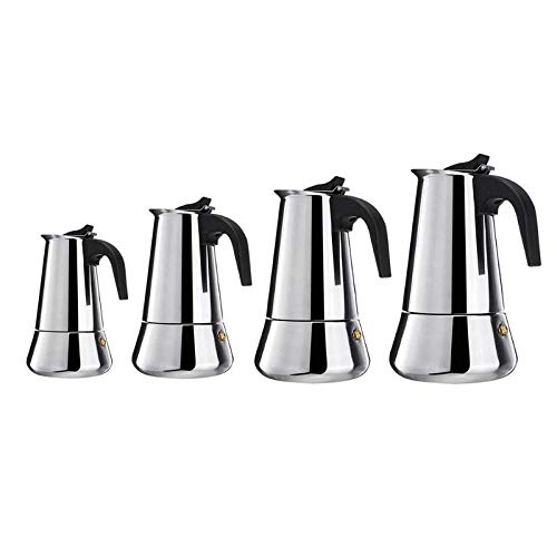 Iguazú 4 Cups Espresso Coffee Maker, Greca, Stainless Steel 304 (200 ml) Moka Coffee Pot With 2 Extra Replacement Gasket