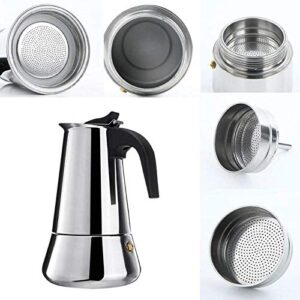 Iguazú 4 Cups Espresso Coffee Maker, Greca, Stainless Steel 304 (200 ml) Moka Coffee Pot With 2 Extra Replacement Gasket