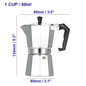 Baukon Aluminum Italian Espresso Coffee Stovetop Maker Pot Percolator (1 Cup / 50 ml)