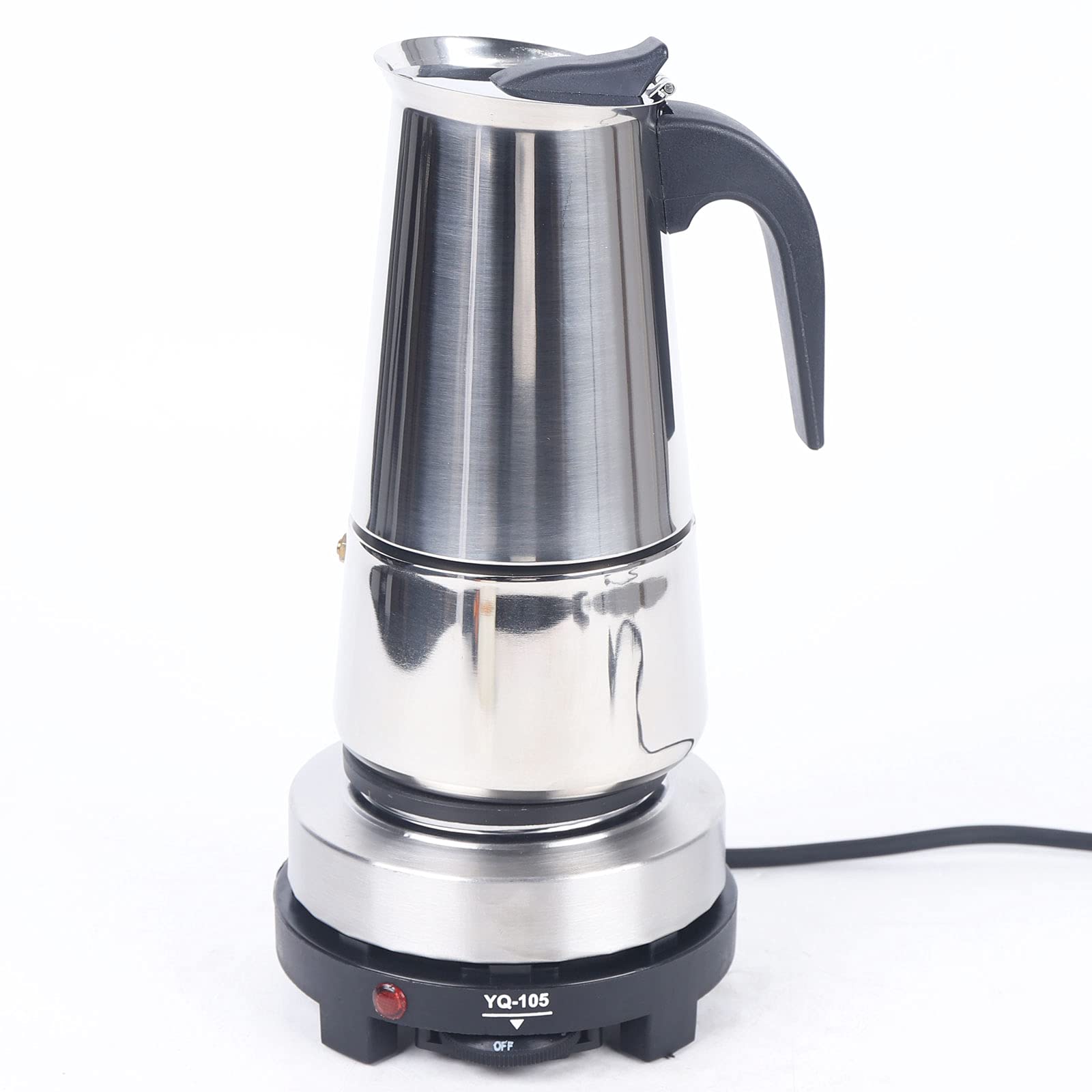 DNYSYSJ 450ml Espresso Maker, 9 Cups Stainless Steel Mocha Coffee Maker Pot Percolator with Electric Stove for Home Store, Easy Handling and Pouring, 110V