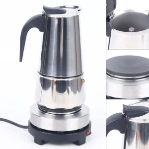 DNYSYSJ 450ml Espresso Maker, 9 Cups Stainless Steel Mocha Coffee Maker Pot Percolator with Electric Stove for Home Store, Easy Handling and Pouring, 110V