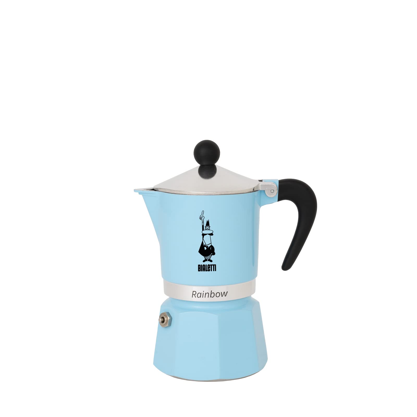 Bialetti - Rainbow: Stovetop Espresso Maker, Moka Pot 6 Cups (8.4 Oz - 250 Ml), Aluminium, Light blue