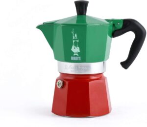 bialetti moka express 3 cups (italia- multicolor): made in italy