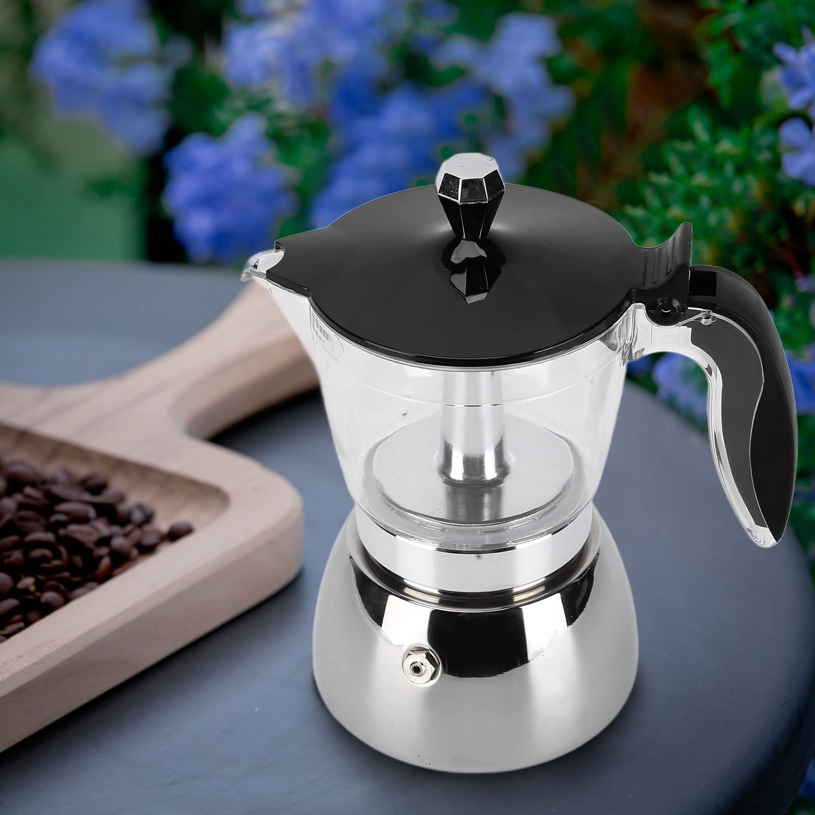 6 Cups Stainless Steel Coffee Pot, Italian Octagonal Household Brewing Coffee Moka Pot, Stovetop Espresso Maker Moka Pot, Ergonomic Handle Design, Home Office Use Friends