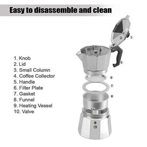 L7HWDP Stovetop Espresso Maker 3 Cup Moka Pot, Full Body Espresso,Classic Italian Style Espresso Cup,Easy to Operate & Quick Cleanup Pot