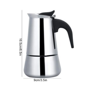 Pilipane Stainless Steel Coffee Maker, 200ml Moka Campaing Coffee Pot for Home Office Use, Stovetop Espresso Maker for Induction and Gasstove Electric Percolator