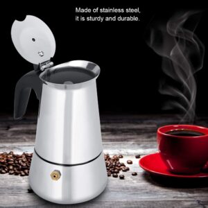 Pilipane Stainless Steel Coffee Maker, 200ml Moka Campaing Coffee Pot for Home Office Use, Stovetop Espresso Maker for Induction and Gasstove Electric Percolator