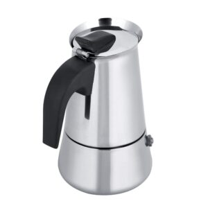 Pilipane Stainless Steel Coffee Maker, 200ml Moka Campaing Coffee Pot for Home Office Use, Stovetop Espresso Maker for Induction and Gasstove Electric Percolator