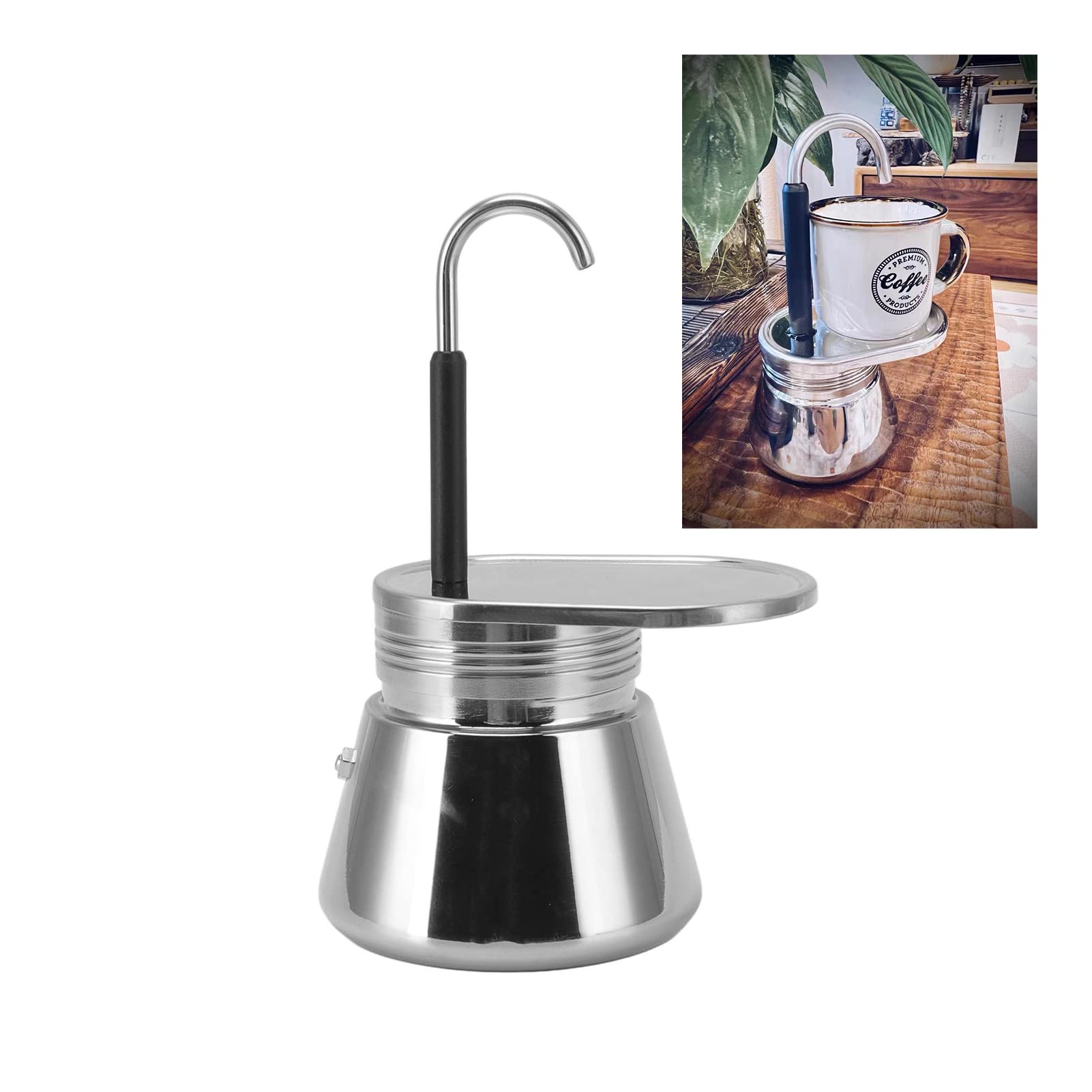 Gugxiom Stainless Steel Moka Pot, Mini Camping Coffee Percolator, Classic Italian Style Stainless Steel Coffee Pot, Light and Resistant, for Outdoor Camping