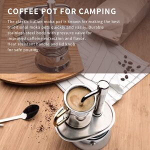 Gugxiom Stainless Steel Moka Pot, Mini Camping Coffee Percolator, Classic Italian Style Stainless Steel Coffee Pot, Light and Resistant, for Outdoor Camping