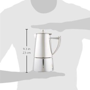 CUISINOX Stainless Steel 6-Cup Moka Pot Espresso Coffee Maker and 6 Roma Espresso Cups, 7-Piece Set