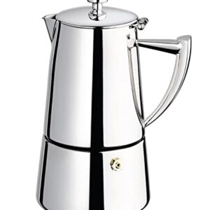 CUISINOX Stainless Steel 6-Cup Moka Pot Espresso Coffee Maker and 6 Roma Espresso Cups, 7-Piece Set