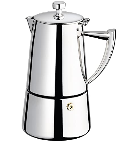 CUISINOX Stainless Steel 6-Cup Moka Pot Espresso Coffee Maker and 6 Roma Espresso Cups, 7-Piece Set