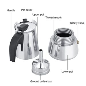 YUYTE Moka Stovetop Espresso Maker Italian Style Cup Stainless Steel Coffee Pot Moka Espresso Maker Mocha Pot Coffee Brewing Tool