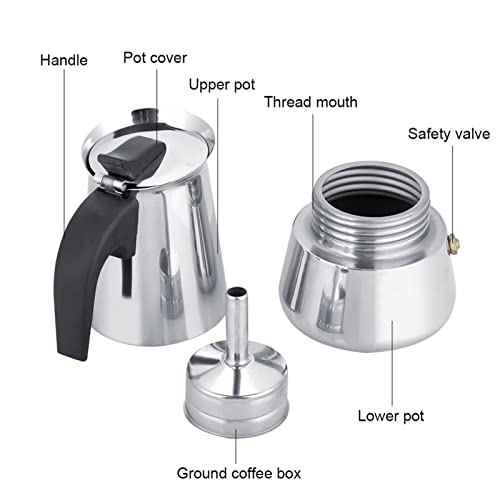 YUYTE Moka Stovetop Espresso Maker Italian Style Cup Stainless Steel Coffee Pot Moka Espresso Maker Mocha Pot Coffee Brewing Tool