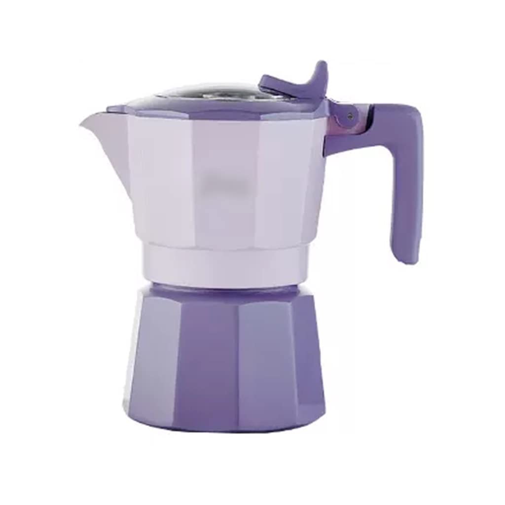 Coffee Makers Espresso Machine (2 Cups) Clear Top, Double Valve Moka Pot, Hand Brewed Coffee Pot, Coffee Percolator (Color : Purple, Size : 90ML)