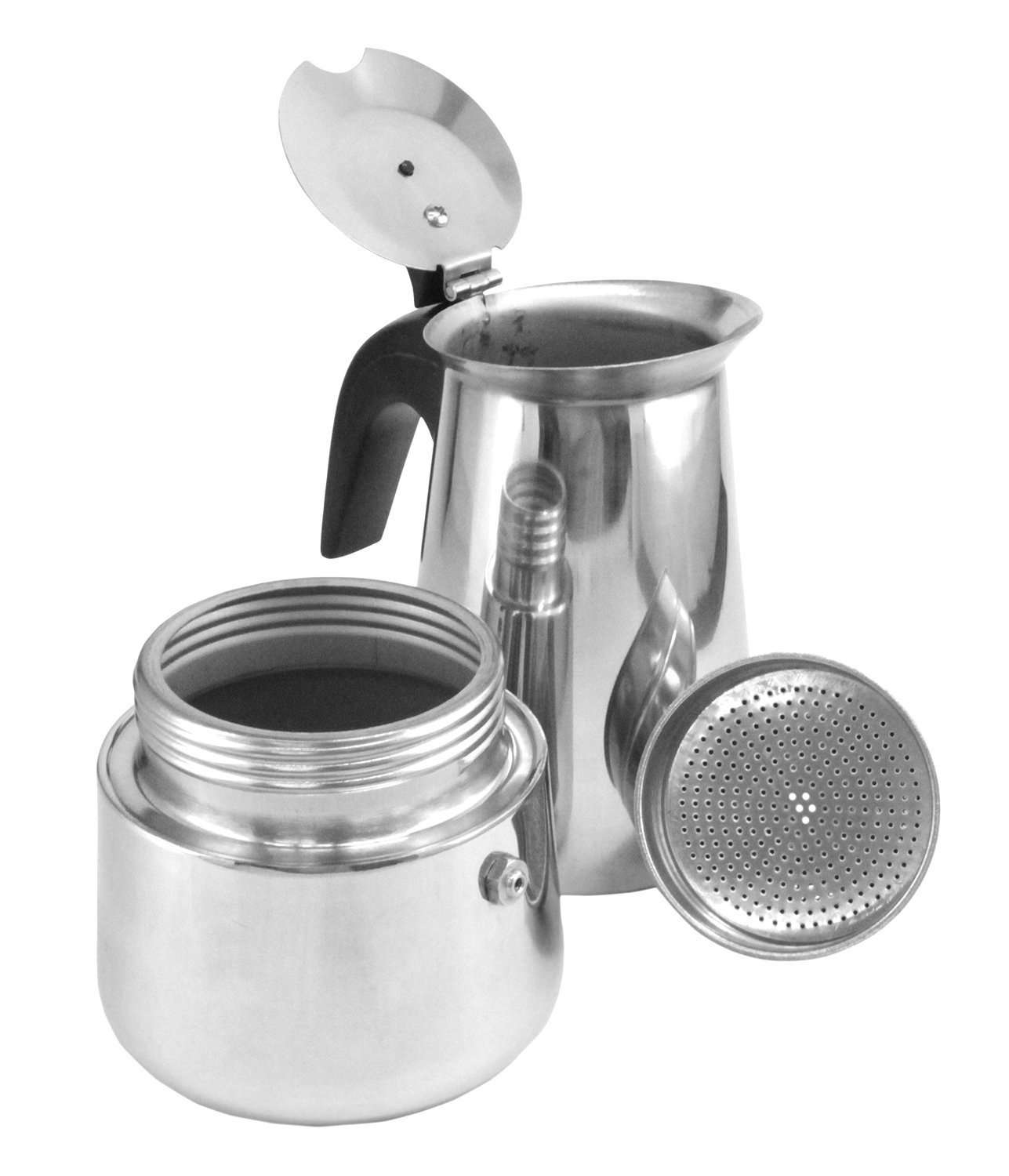 Dependable Industries inc. Essentials Stainless Steel Moka Espresso Coffee Pot Maker Percolator Stovetop Latte Cappuccino Italian Spanish Coffee (Silver, 6 Cup = 12 Ounce)