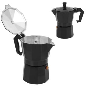 Emoshayoga 300ML 6-Cup Capacity Moka Pot Coffee Supplies Coffee-Making Tool Made of Aluminum for Home and Office(Black)