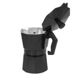 Emoshayoga 300ML 6-Cup Capacity Moka Pot Coffee Supplies Coffee-Making Tool Made of Aluminum for Home and Office(Black)