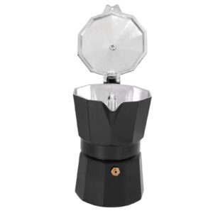 Emoshayoga 300ML 6-Cup Capacity Moka Pot Coffee Supplies Coffee-Making Tool Made of Aluminum for Home and Office(Black)