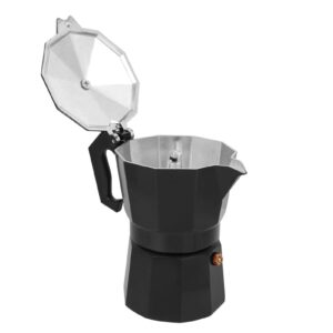 Emoshayoga 300ML 6-Cup Capacity Moka Pot Coffee Supplies Coffee-Making Tool Made of Aluminum for Home and Office(Black)