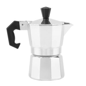 1 Cup Moka Pot, Aluminum Espresso Coffee Maker Stovetop Home Office 50ml Silver