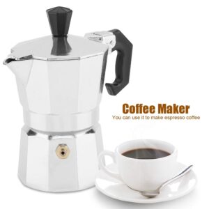 1 Cup Moka Pot, Aluminum Espresso Coffee Maker Stovetop Home Office 50ml Silver