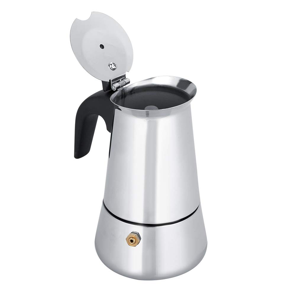 Haofy Portable Stainless Steel Coffee Pot Moka Maker Mocha Pot Coffee Brewing Tool (100ml)