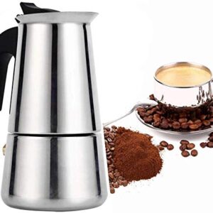 GOTOTOP Espresso Coffee Maker,100ml Stainless Steel Espresso Percolator Coffee Mocha Coffee Pot Kettle Stove Top Maker Mocha Pot for Use on Gas or Electric Stove (100ml)